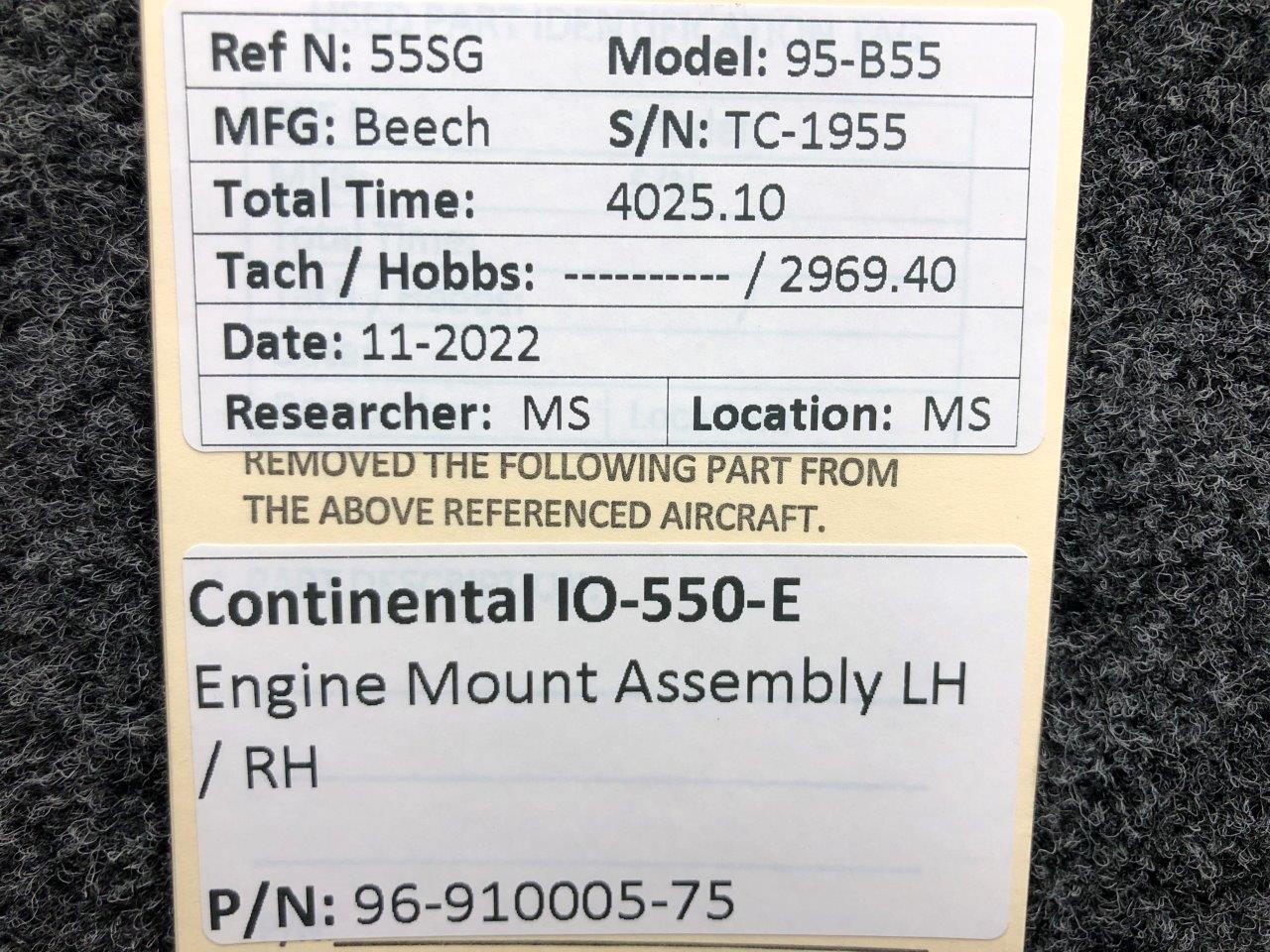 96-910005-75 Continental IO-550-E Engine Mount Assembly LH / RH