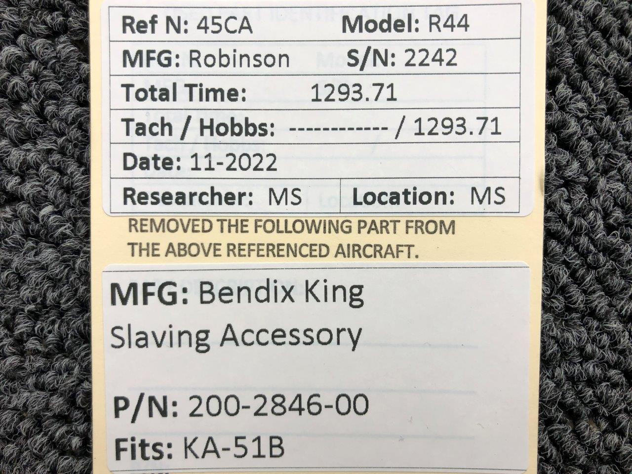 200-2846-00 Bendix King Slaving Accessory | BAS Used Airplane Part