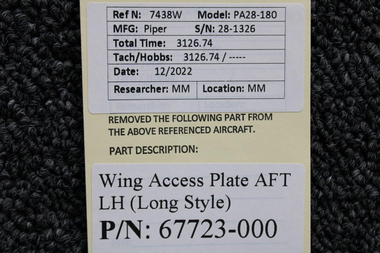 67723-000 Piper PA28-180 Wing Access Plate Aft Left Hand (Long Style)