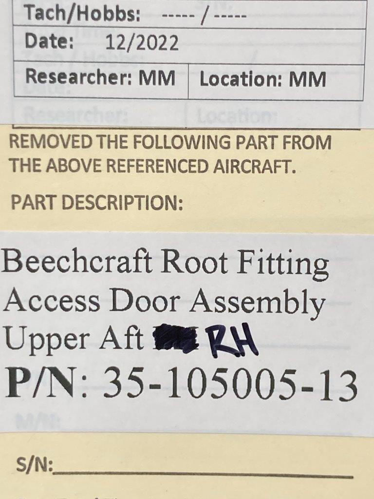 35-105005-13 Beechcraft Root Fitting Access Door Assembly Upper RH AFT