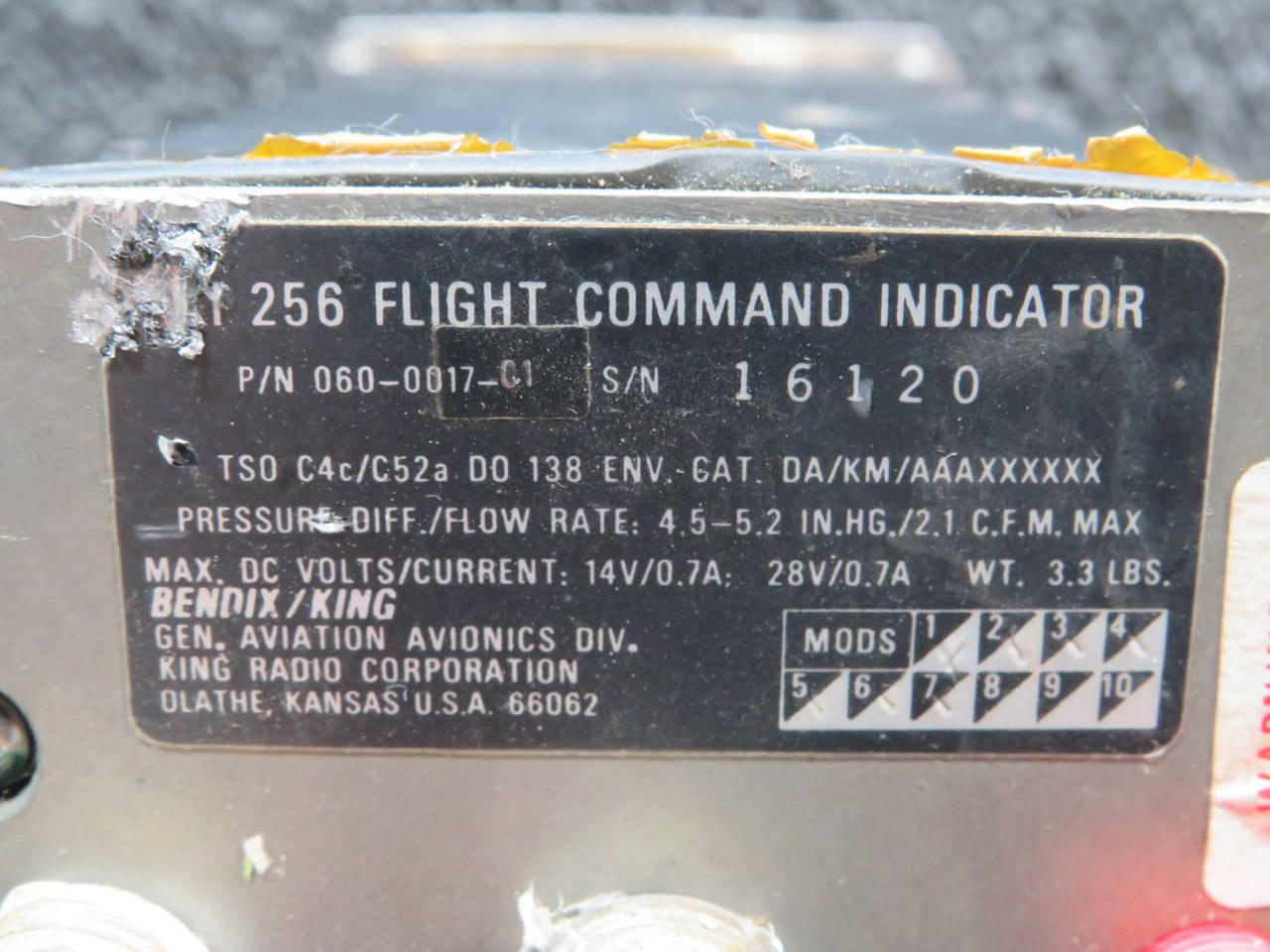 060-0017-01 Bendix King KI-256 Flight Command Indicator (Volts: 14 or 28)