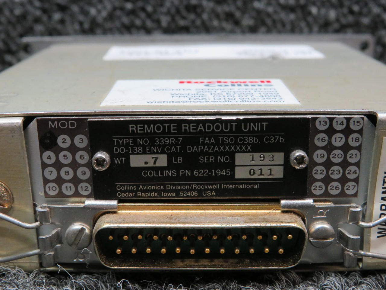 622-1945-011 Collins 339R-7 Remote Readout Unit For Sale