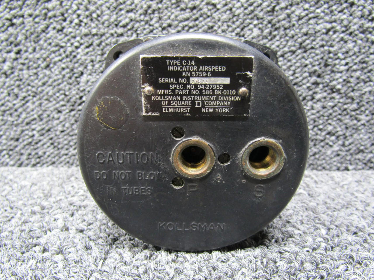 AN5759-6 Kollsman Type C-14 Airspeed Indicator, 40-260 Knots