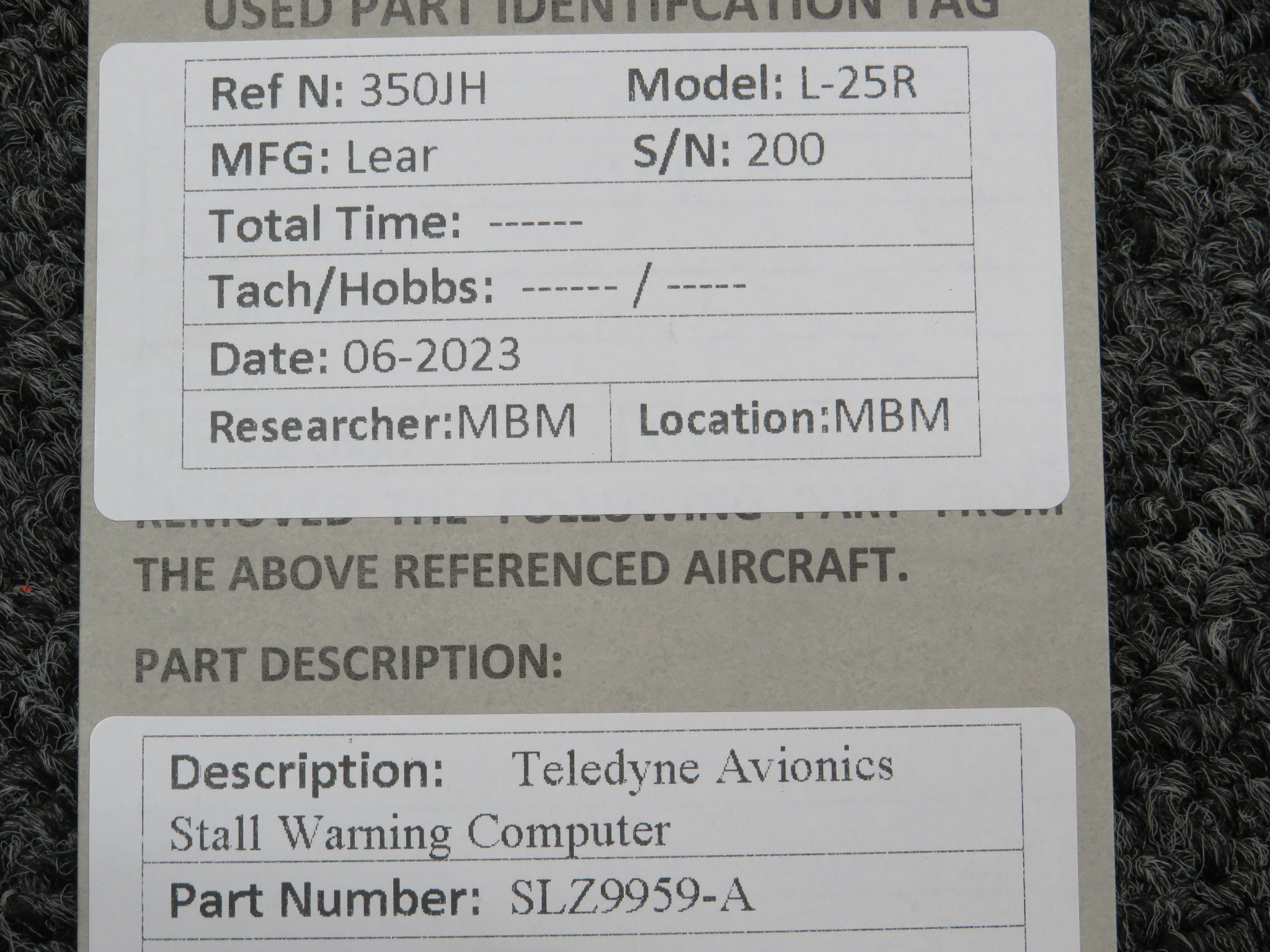SLZ9959A Teledyne Avionics Stall Warning Computer, 28 Volts