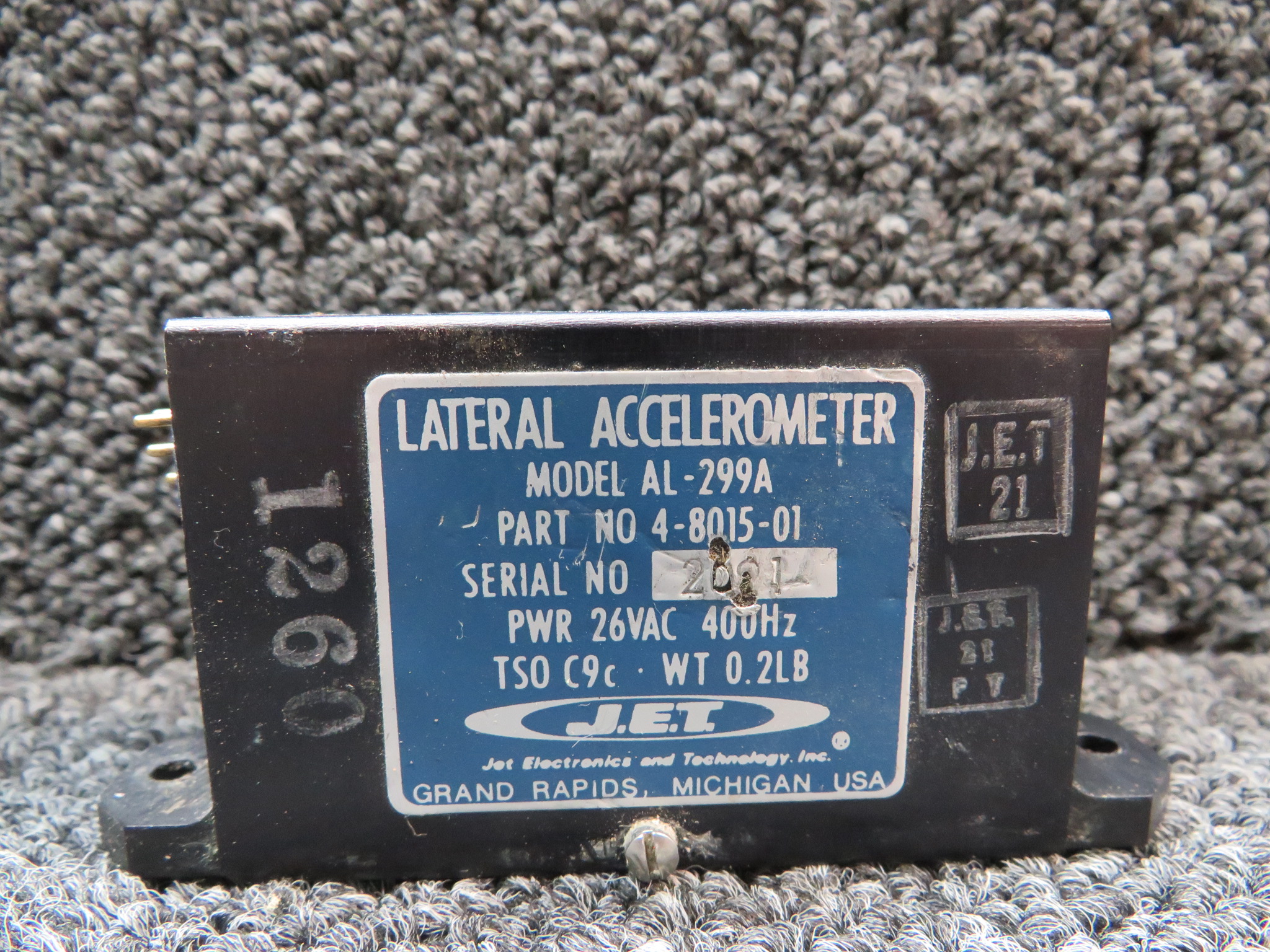 4-8015-01 Jet Electronics AL-299A Lateral Accelerometer, 26 Volts
