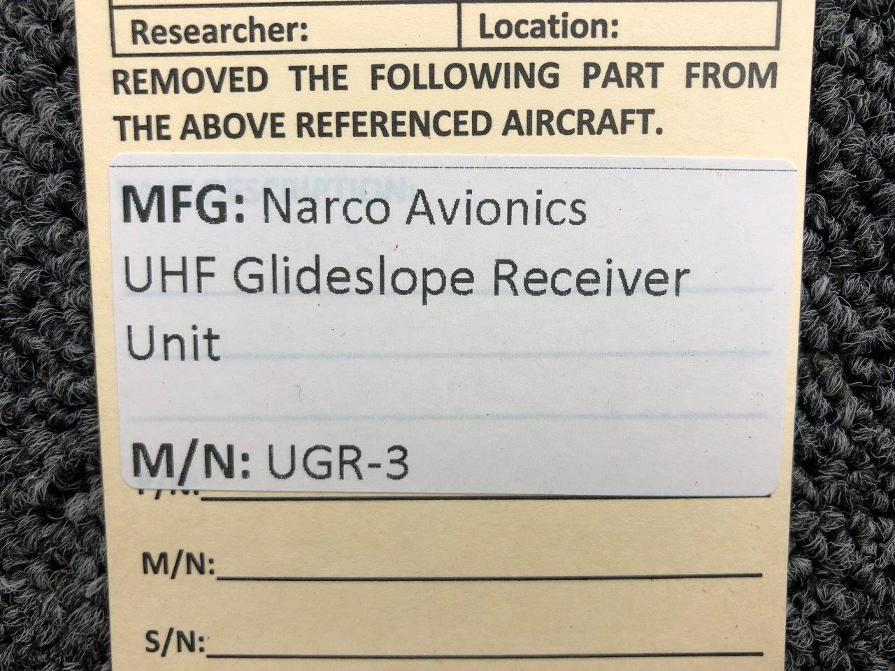 Narco Avionics UGR-3 UHF Glideslope Receiver Unit - Minus Connector For ...