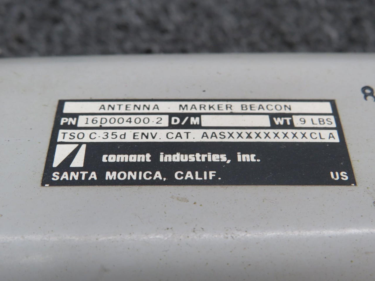 16D00400-2 Comant Marker Beacon Antenna System