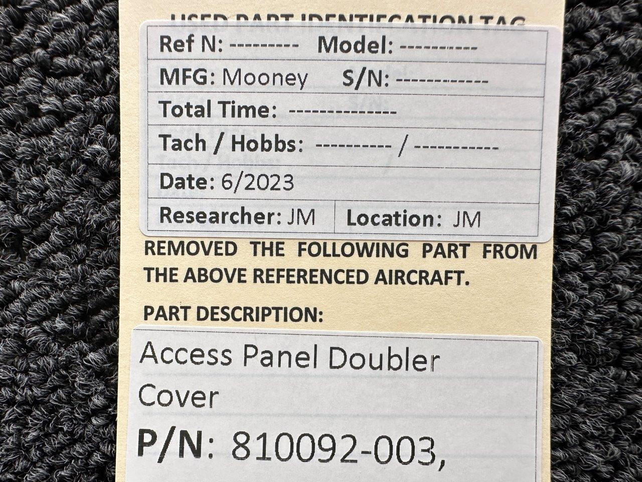 810092-003 Mooney Access Panel Doubler Cover | BAS Airplane Parts