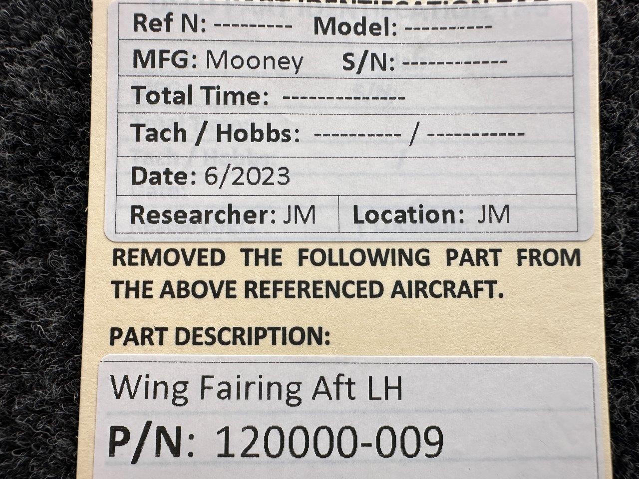 120000-009 Mooney Wing Fairing Aft LH | BAS Aircraft Salvage