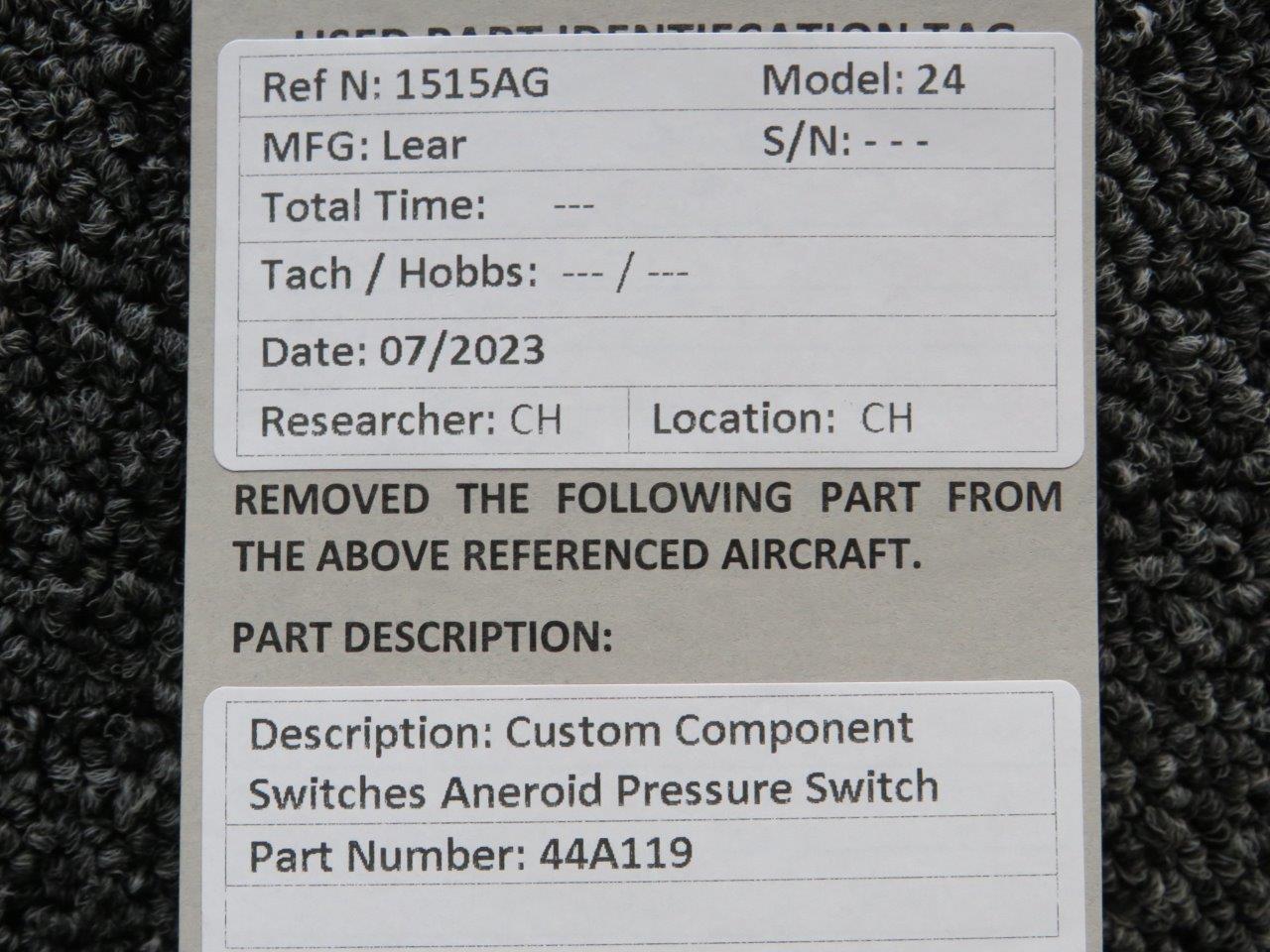 44A119 Custom Component Switches Aneroid Pressure Switch Assembly