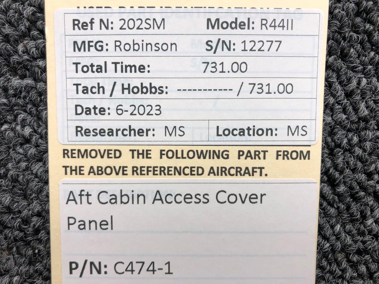 C474-1 Robinson R44II Aft Cabin Access Cover Panel | BAS Airplane Parts