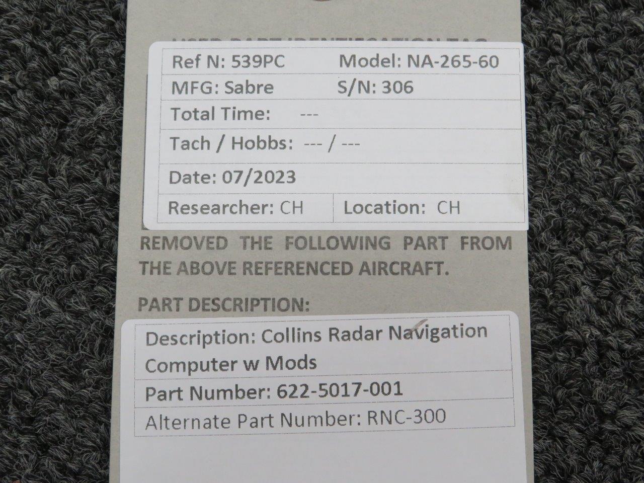 622 5107 001 Collins Rnc 300 Radar Navigation Computer With Modifications For Sale 