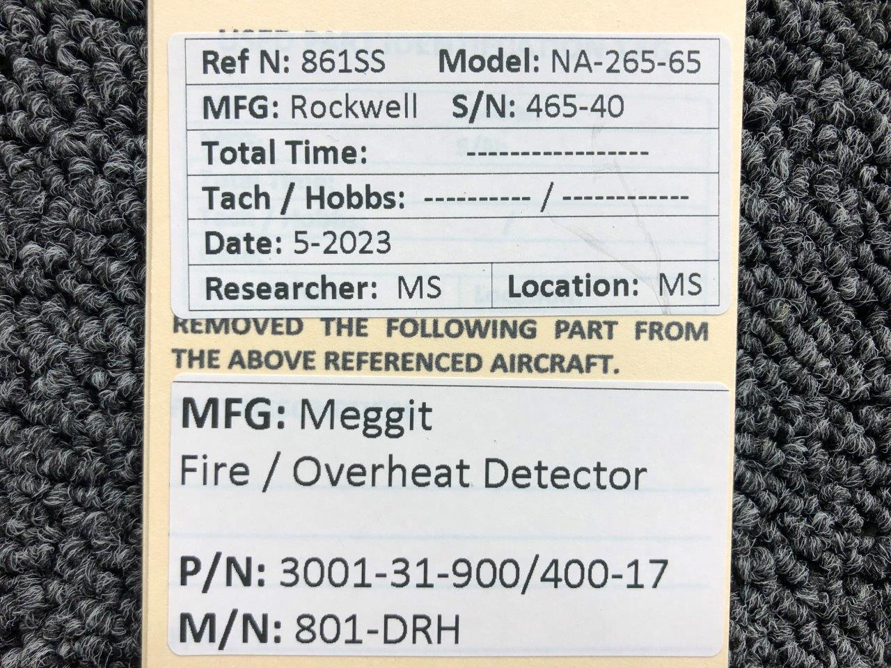 3001-31-900-400-17 Meggit 801-DRH Fire Overheat Detector Unit For Aircraft