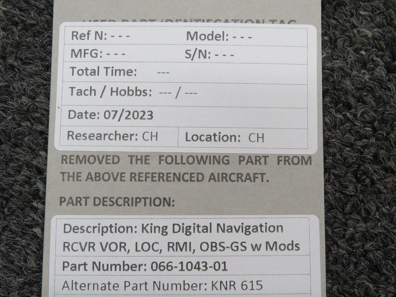 066-1043-01 King KNR-615 Digital Navigation Receiver VOR, LOC, RMI, OBS ...