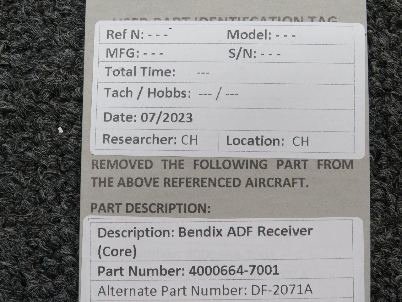 4000664-7001 The Bendix Corp DF-2071A ADF Receiver, 14-28 Volts - Core ...