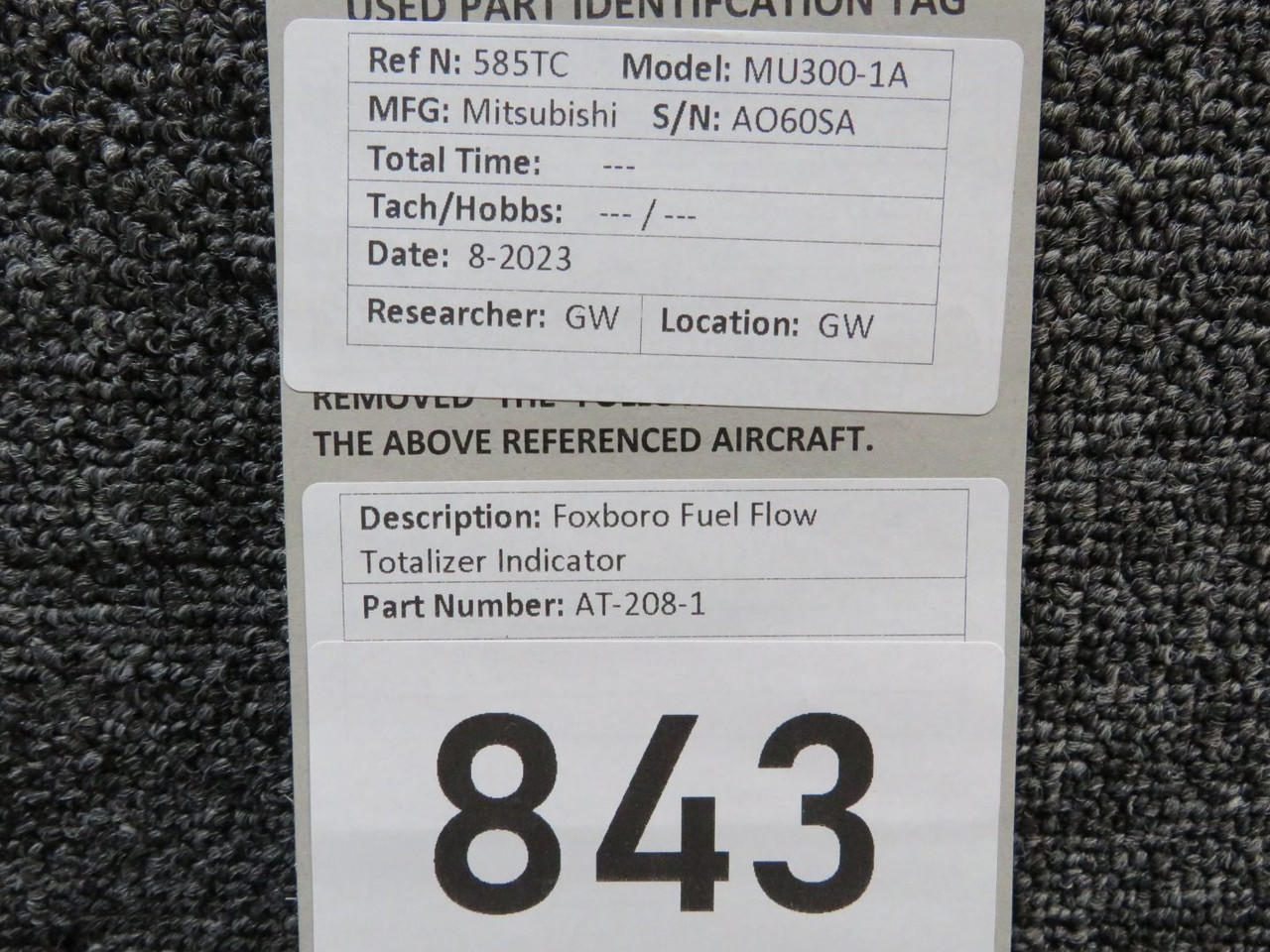 AT-208-1 Foxboro Indicator Fuel Flow- Totalizer