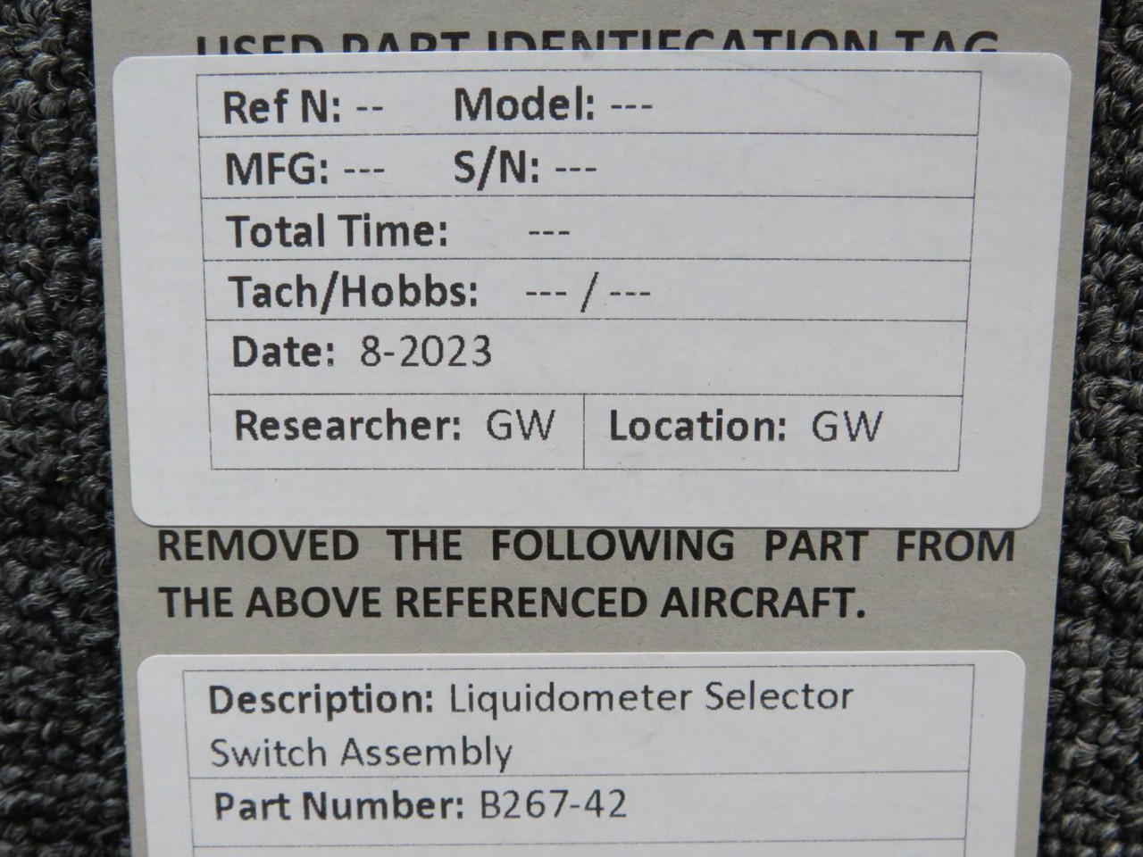 B267-42 Liquidometer Aircraft Switch Selector Assembly