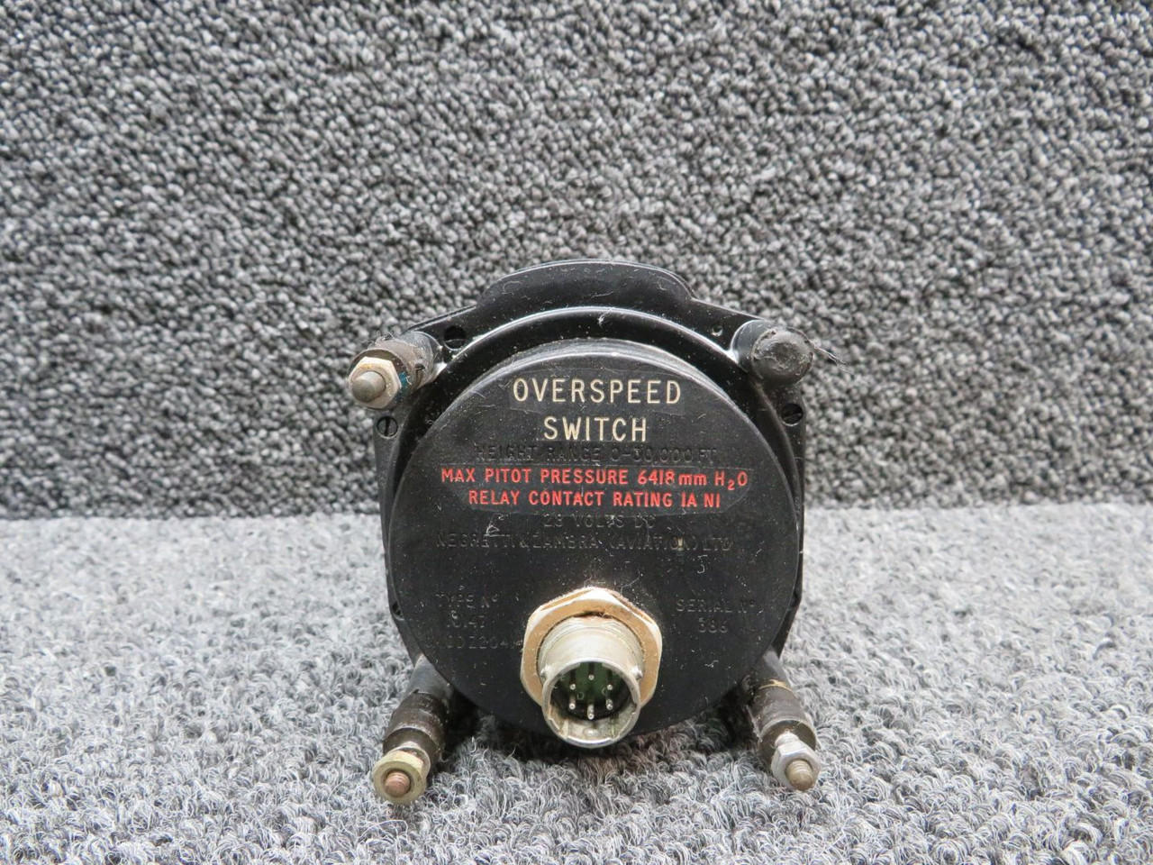 10147 Negretti and Zambra Overspeed Switch has Modifications (28 Volts)