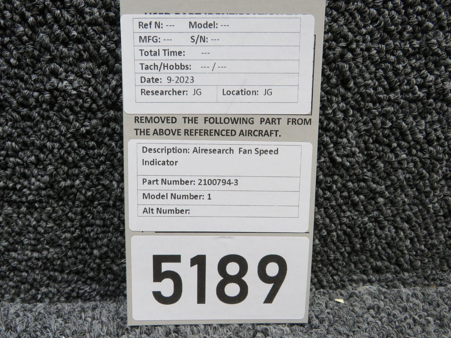 2100794-3 Airesearch Series 1 Fan Speed Indicator For Sale