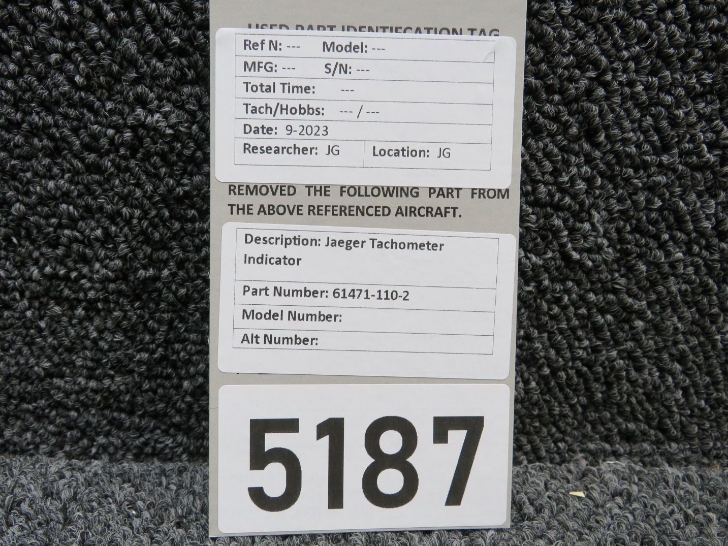 61471-110-2 Jaeger N2 Aviation Tachometer Indicator