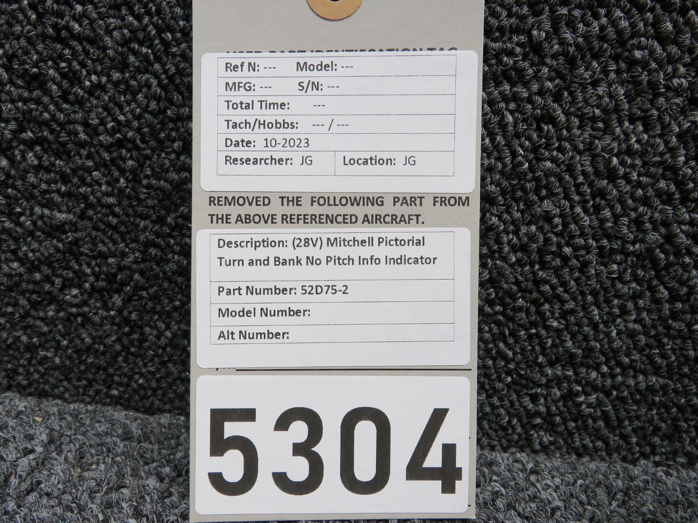 52D75-2 Mitchell Aircraft Pictorial Turn And Bank Indicator Unit Has 28 ...