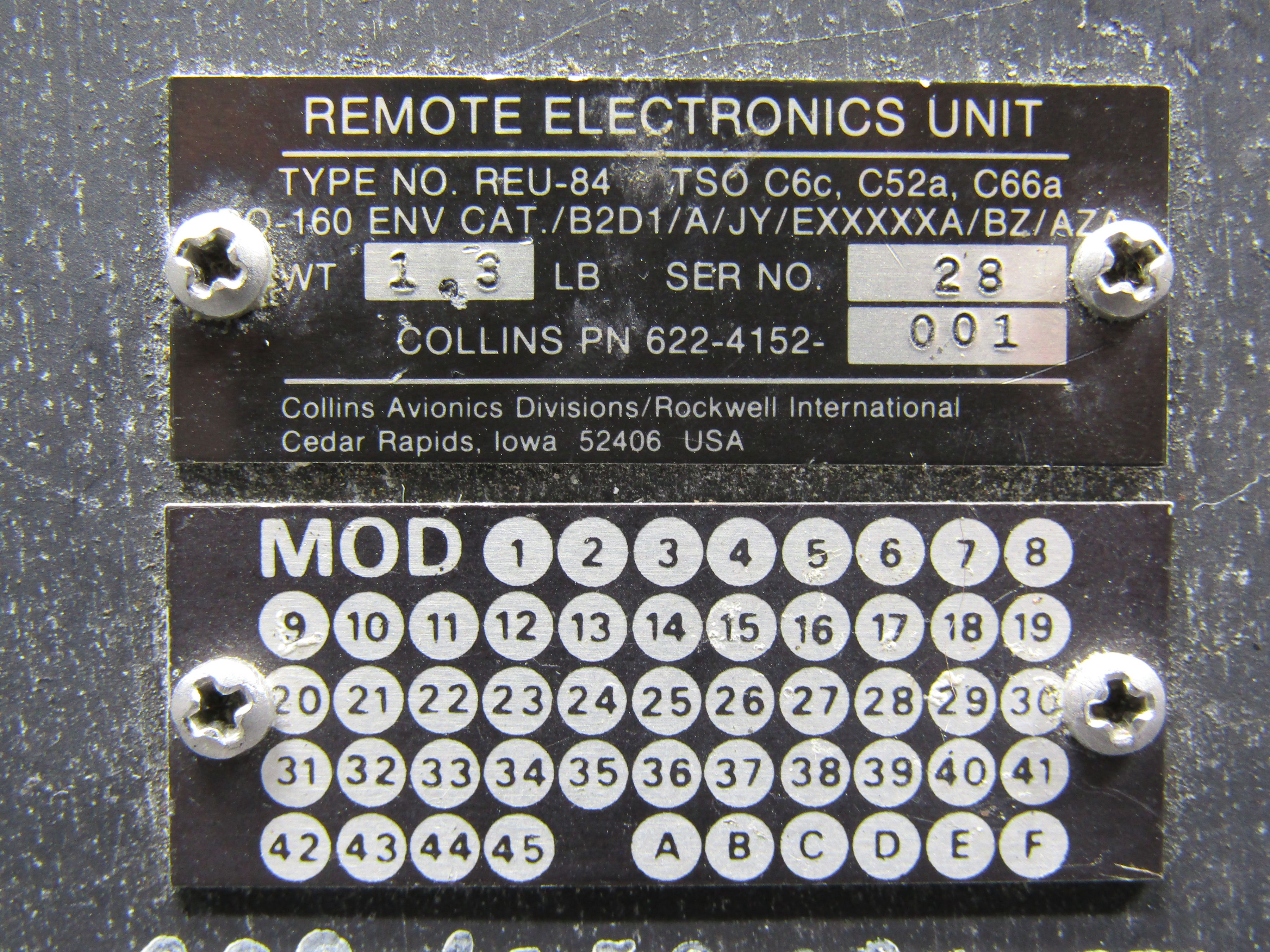 622-4152-001 Collins REU-84 Flight Remote Electronics Assembly
