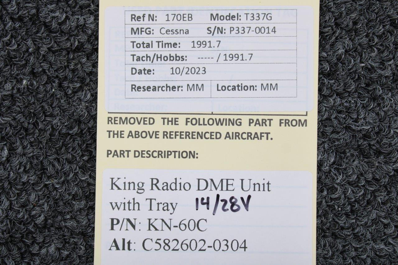 C582602-0304 King Radio KN-60C DME Unit has Tray, 14 or 28 Volts