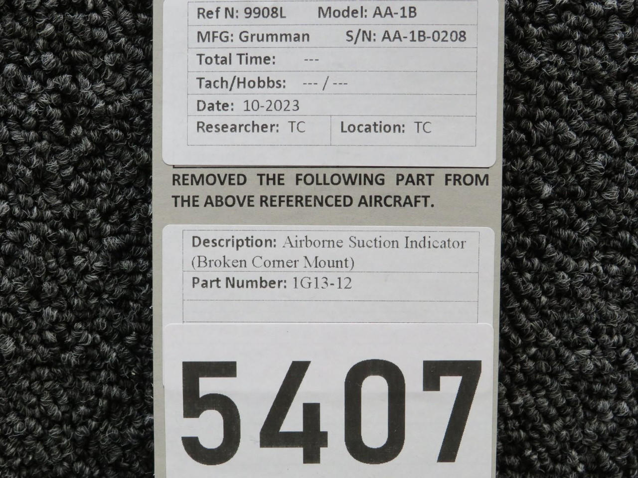 1G13-12 Airborne Avionics Plane Aircraft Suction Indicator With Broken ...