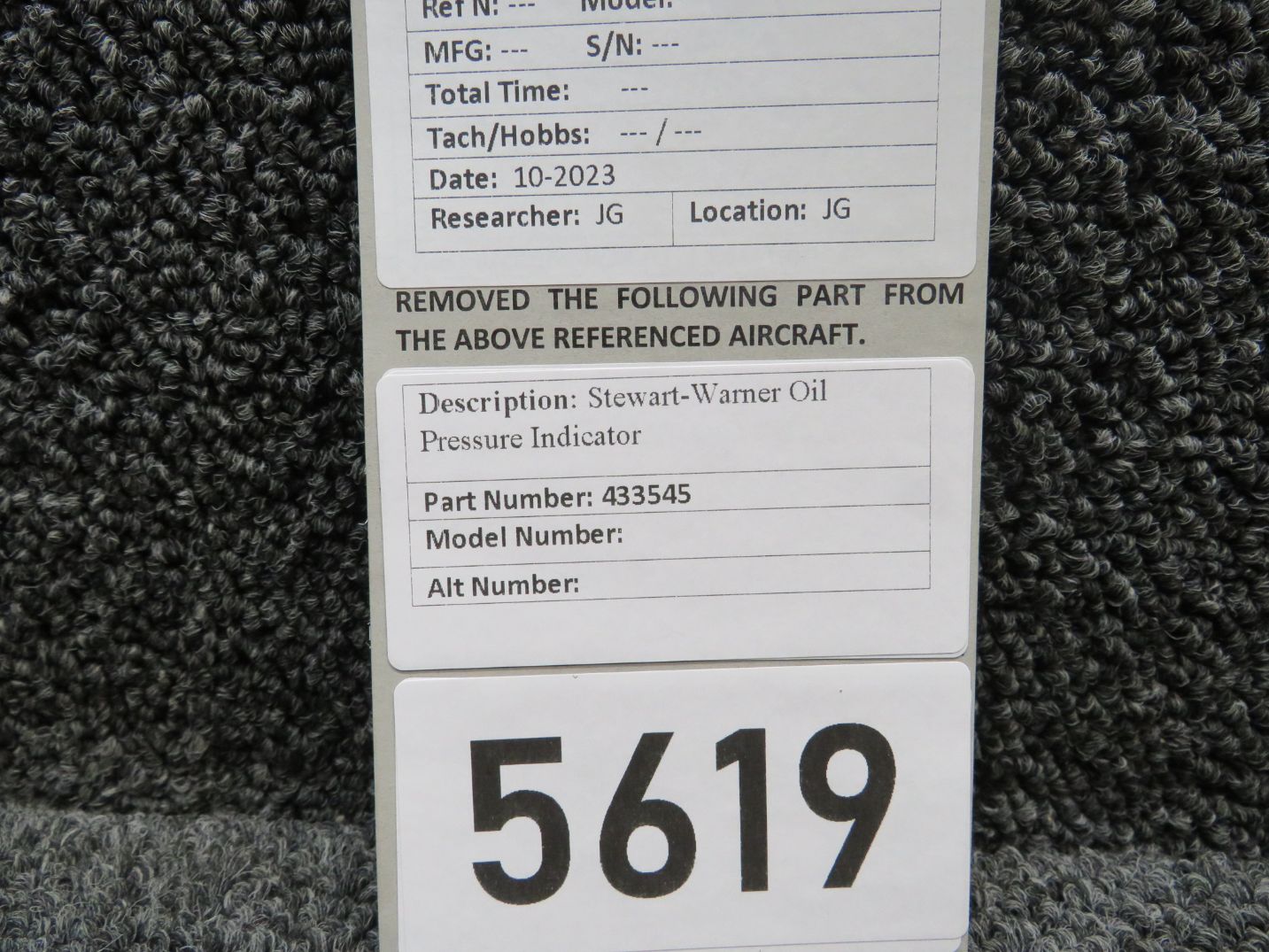 433545 Stewart Warner Indicator Oil Pressure Indicator Assembly