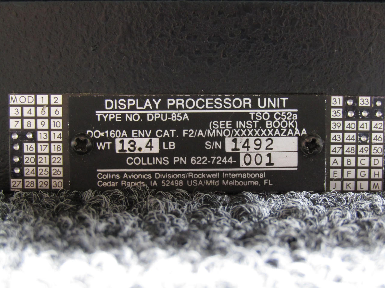 622-7244-001 Collins DPU-85A Display Processor Unit Including Modifications