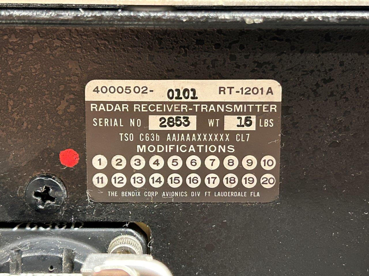 4000502-0101 Bendix RT-1201A Radar Receiver Transmitter (No Connector)