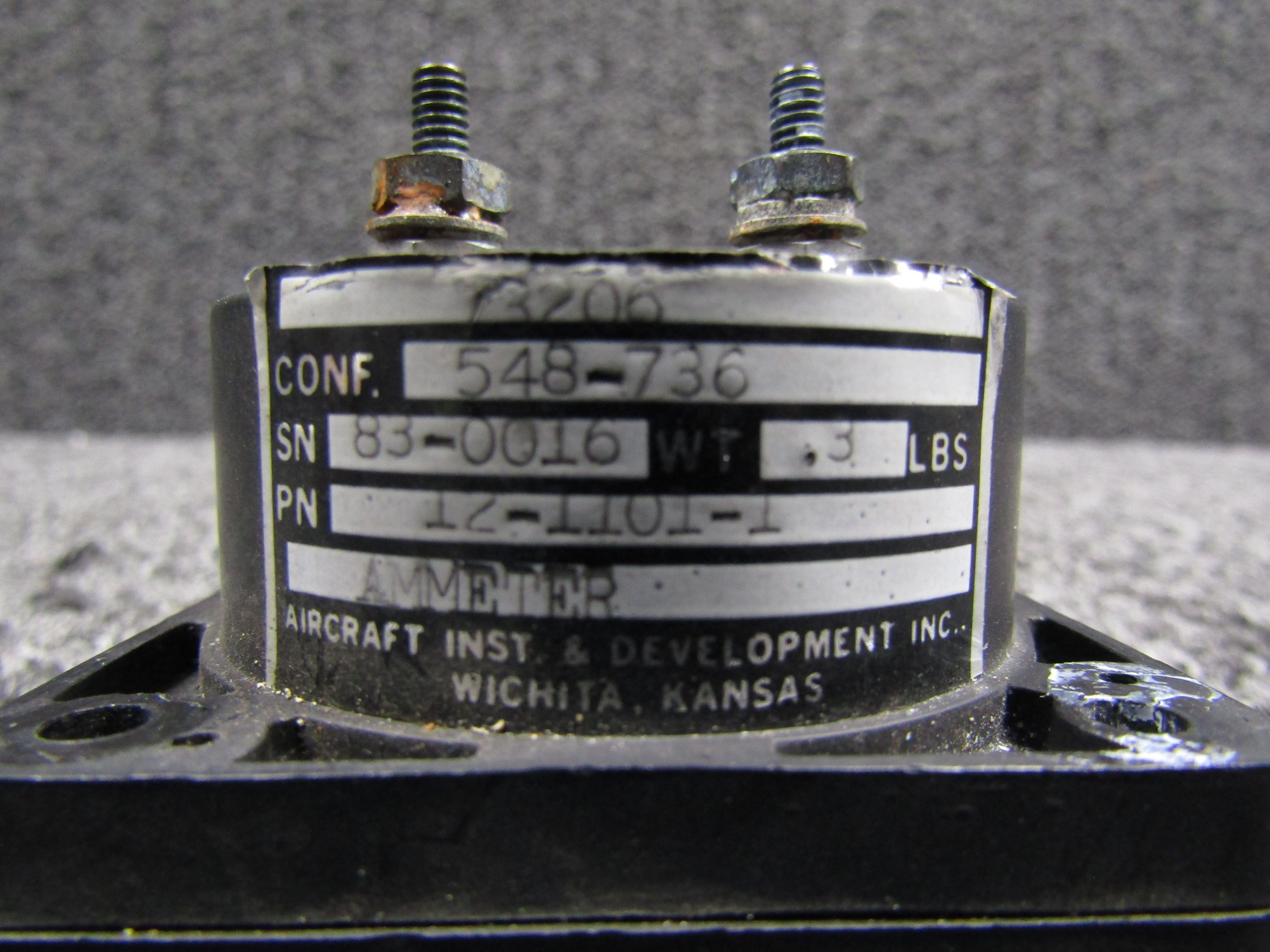 12-1101-1 Aircraft Instrument Ammeter