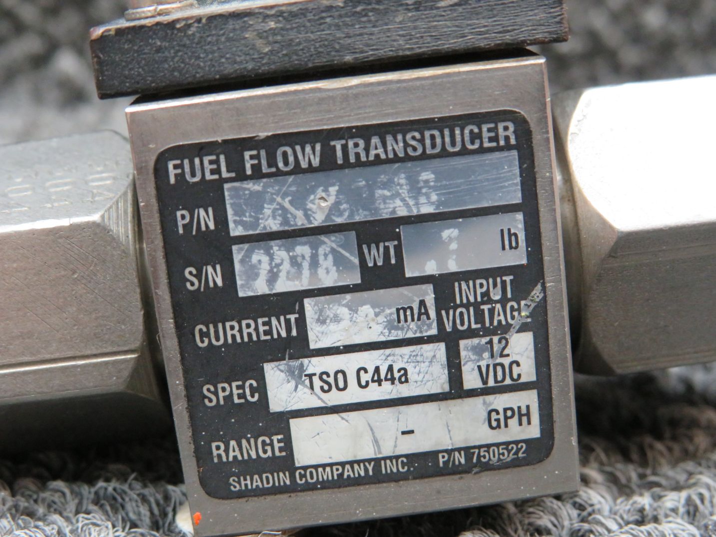Bell 206B Shadin Fuel Flow Transducer (12 Volts)
