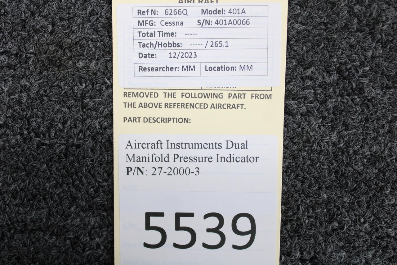 27-2000-3 Aircraft Instruments Dual Manifold Pressure Indicator For Sale