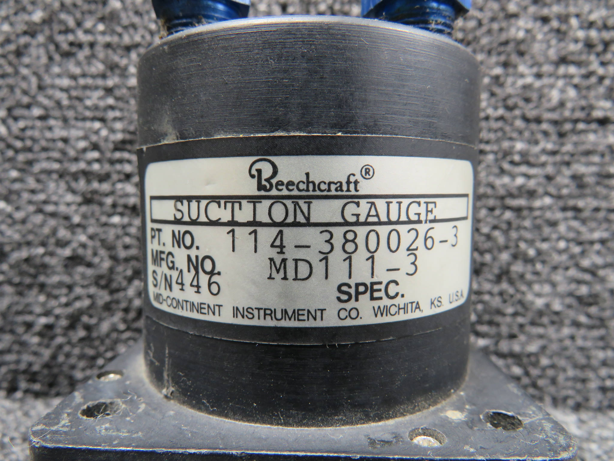 MD111-3 (Alternate: 114-380026-3) Mid-Continent Gyro Suction Indicator