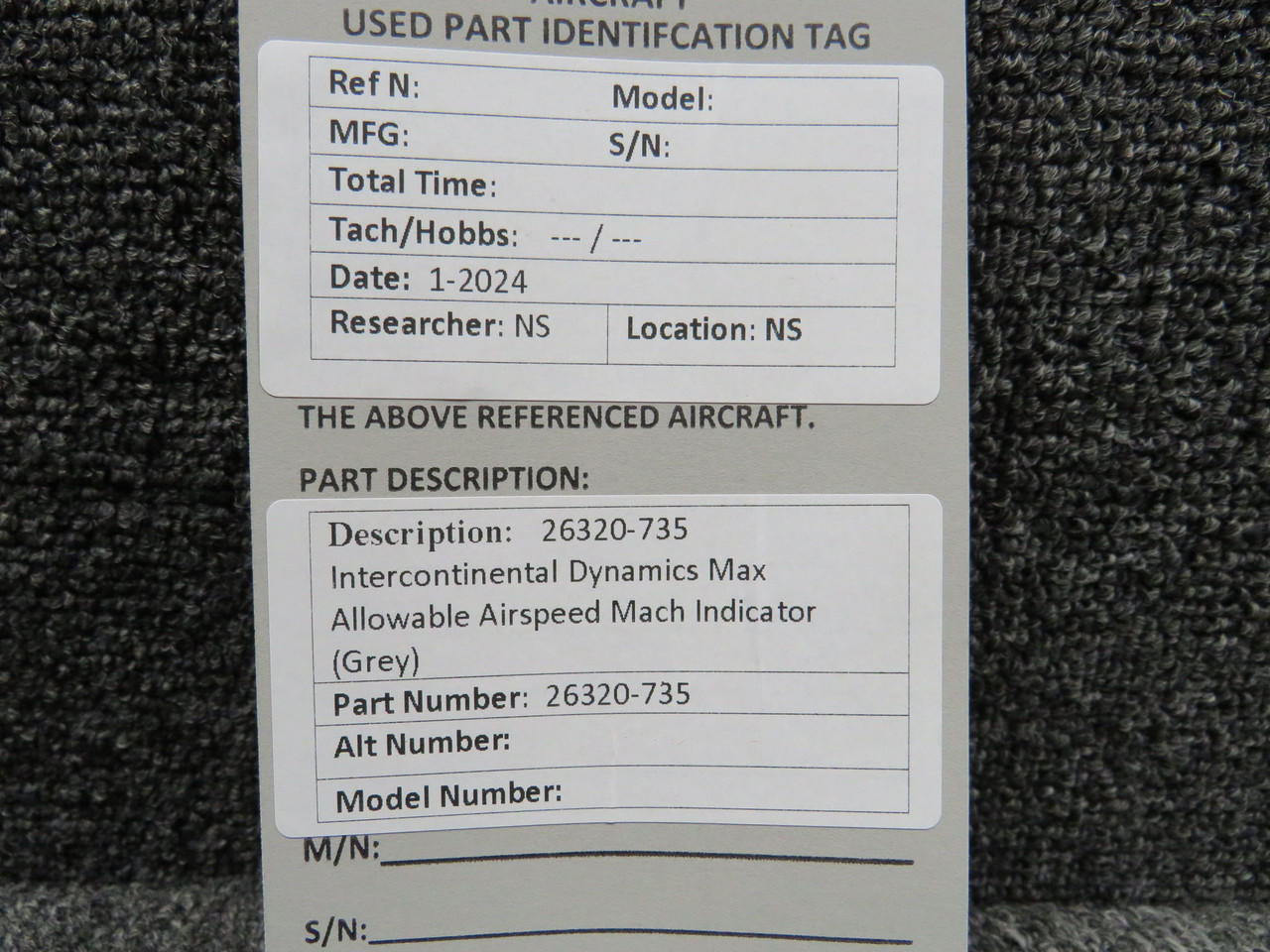 26320-735 Intercontinental Dynamics Corp Grey Faced Max Allowable ...