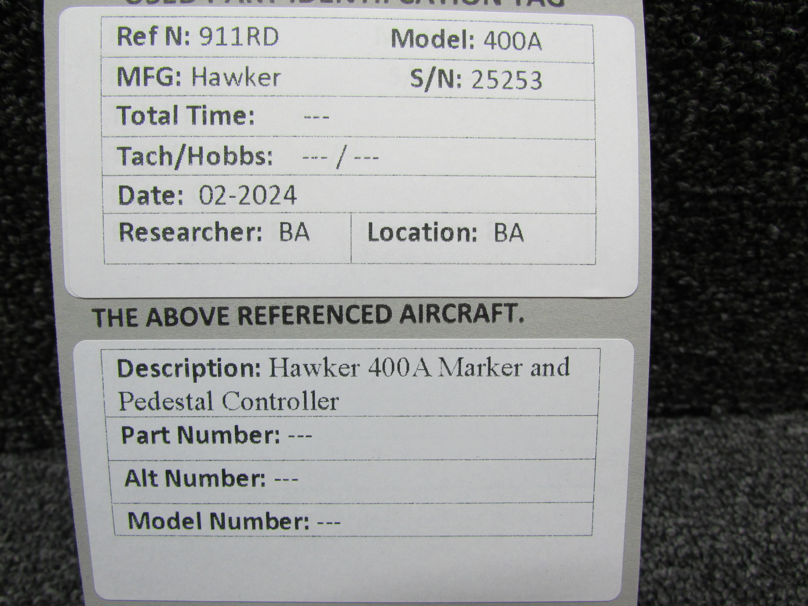 Hawker 400A Pedestal and Marker Control Unit