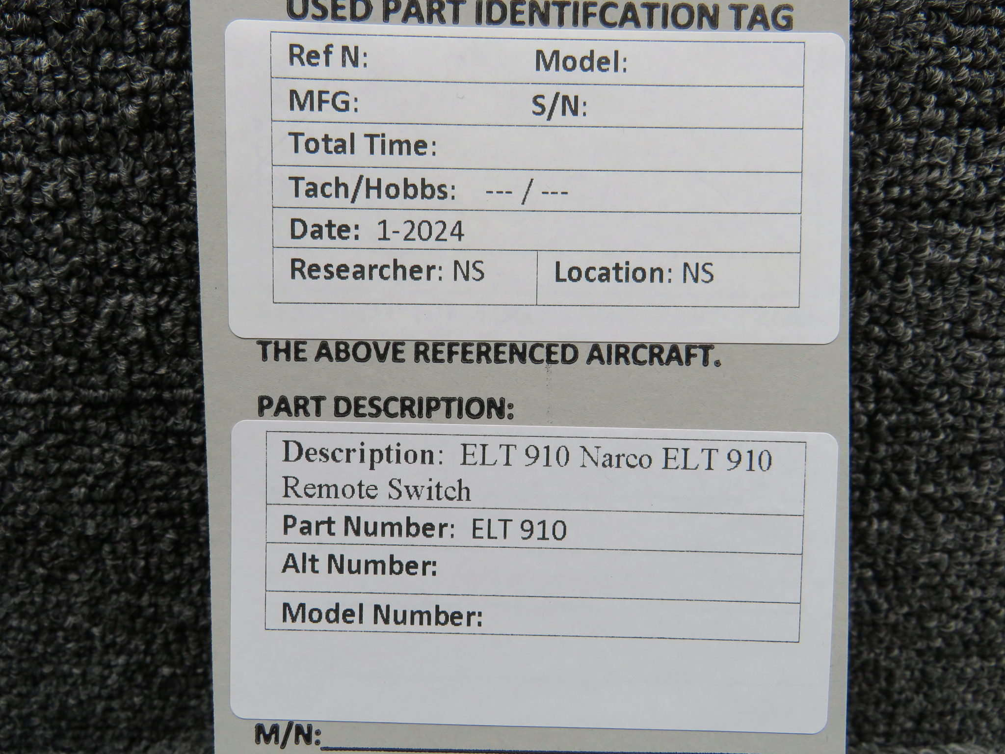 ELT 910 Narco Avionics Remote Switch Assembly