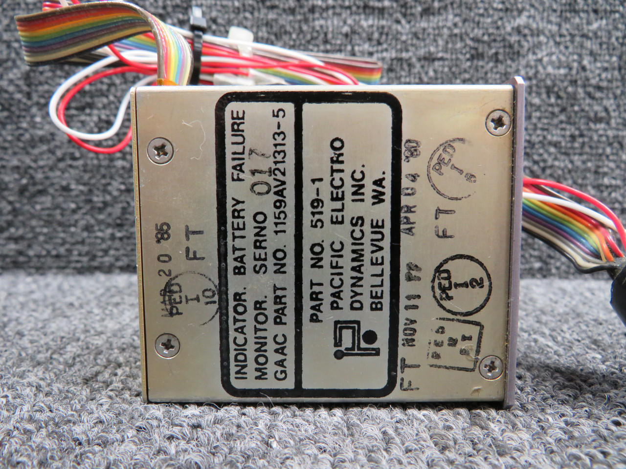 519-1 (Alternate: 1159AV21313-5) Pacific Electro Battery Failure Indicator (Grey)