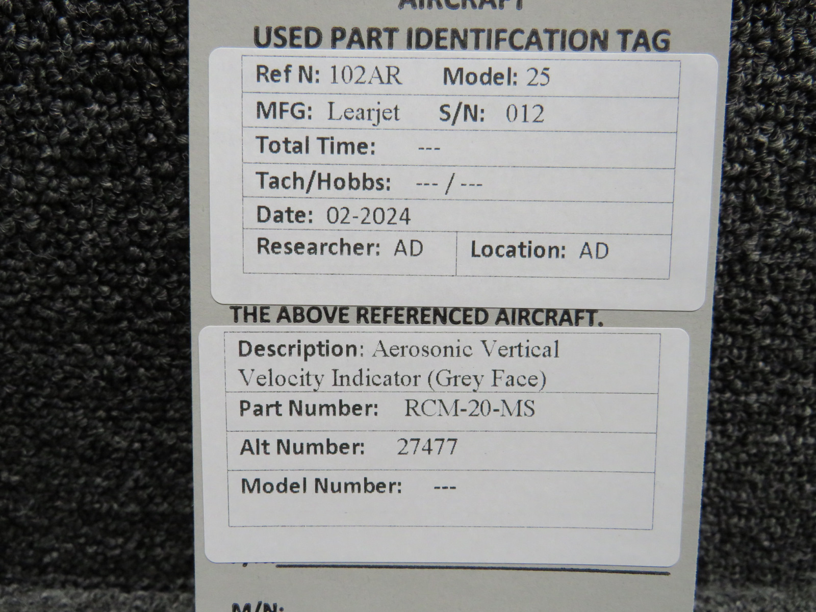 RCM-20-MS (Alternate: 27477) Aerosonic Vertical Velocity Indicator ...