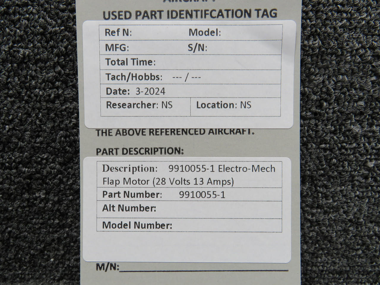 9910055-1 Electro Mech 28 Volt Flap Motor Has 13 Amps