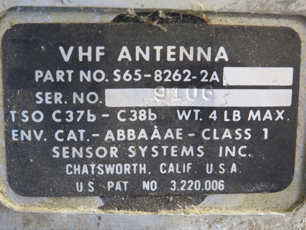S65-8262-2A VHF Sensor Sytems Antenna Assembly