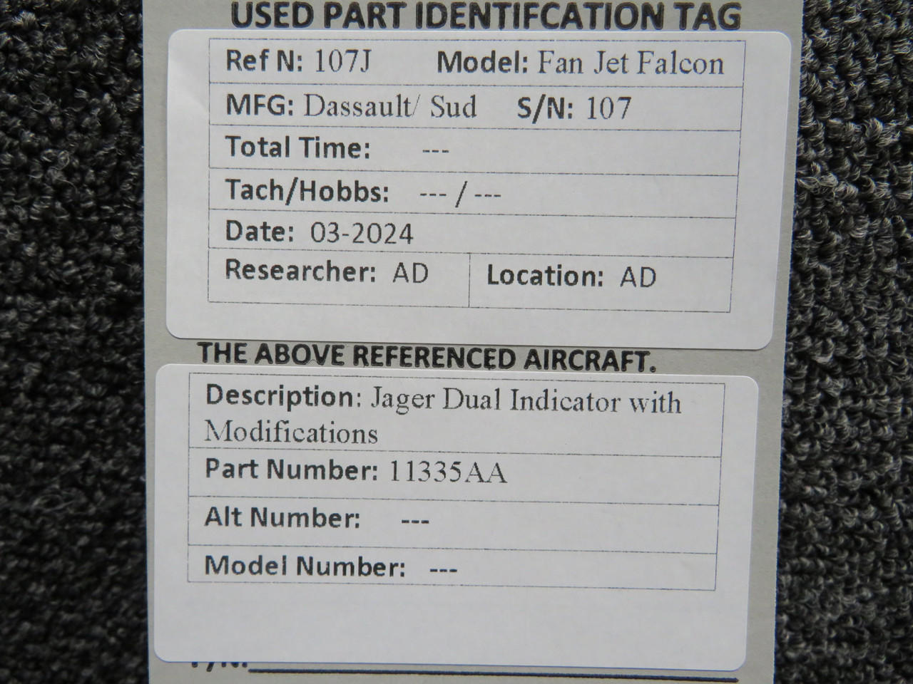 11335AA Jager Dual Indicator Comes with Modifications