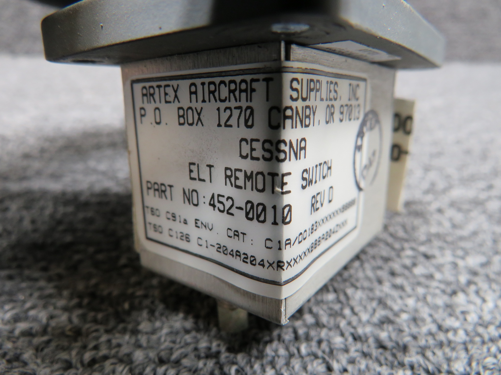 452-0010 Artex Aviation Emergency Locator Transmitter Remote Switch ...