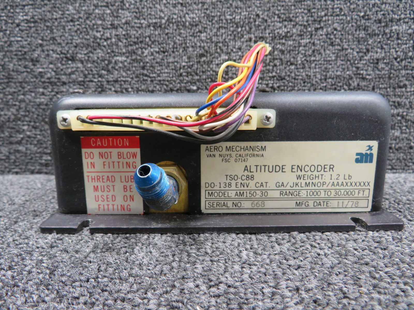AM150-30 Aero Mechanism 28 Volt Altitude Encoder Range 1,00 to 30,000 ft
