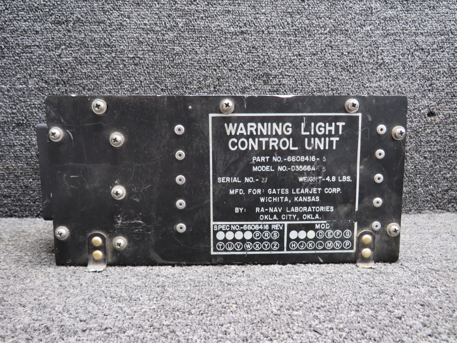 6608416-5 RA-NAV D3566A-5 Aircraft Flight Warning Control Box