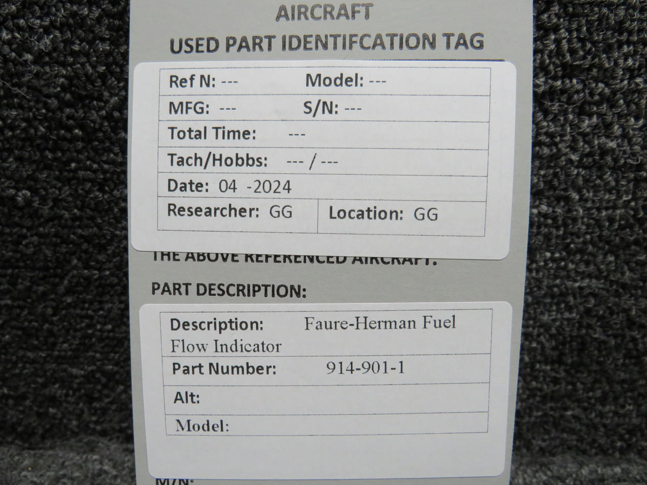 914-901-1 Faure Herman Flight Fuel Flow Indicator