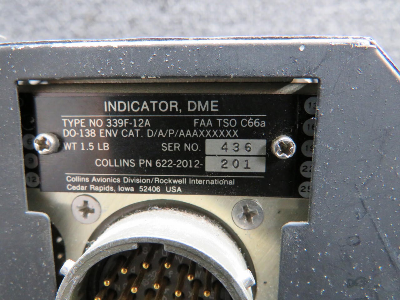 622-2012-201 Collins 339F-12A DME Indicator with Modifications