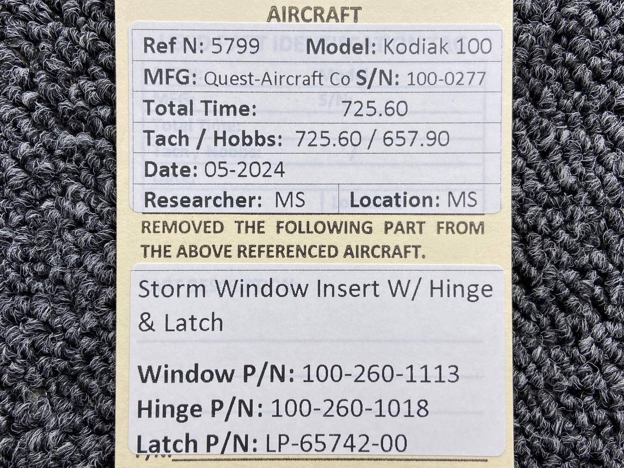 100-260-1113, 100-260-1018 Kodiak 100 Storm Window Insert with Hinge ...