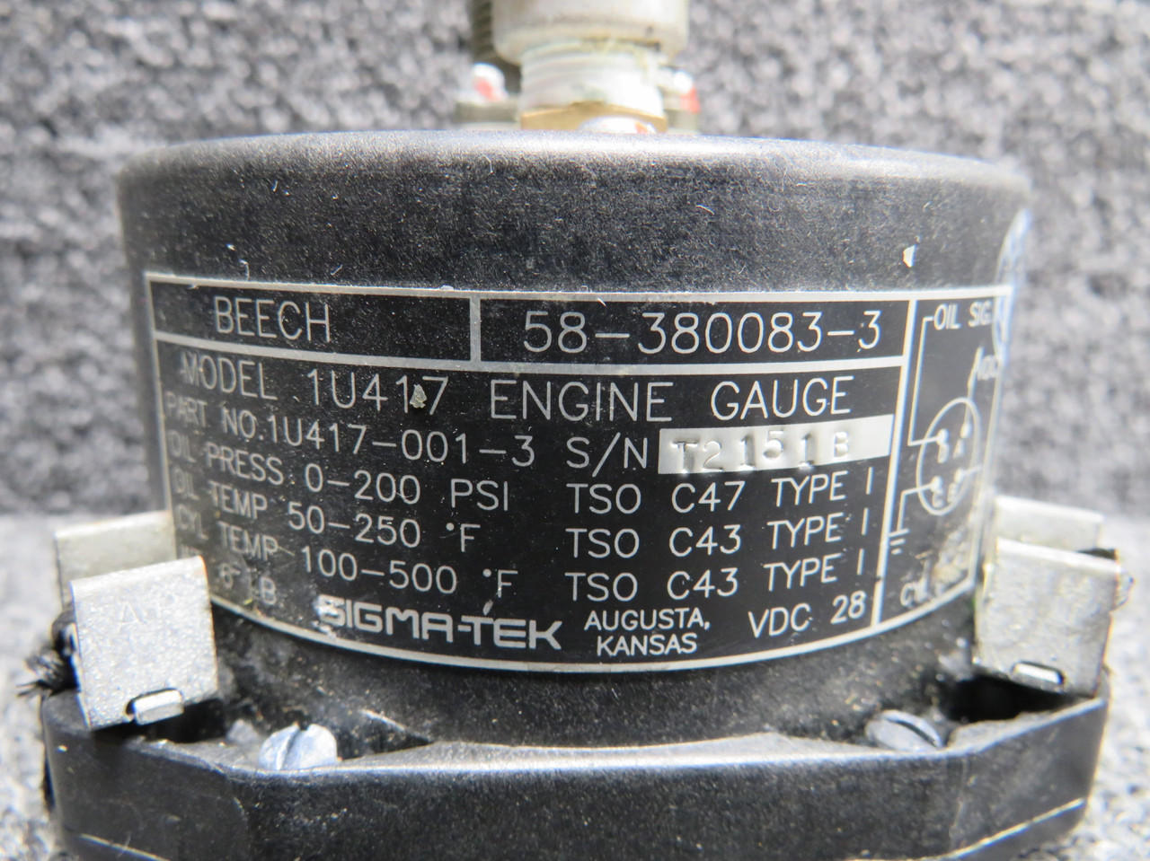 58-380083-3 Sigma-Tek 1U417 Tri-Gauge Engine Indicator For Sale